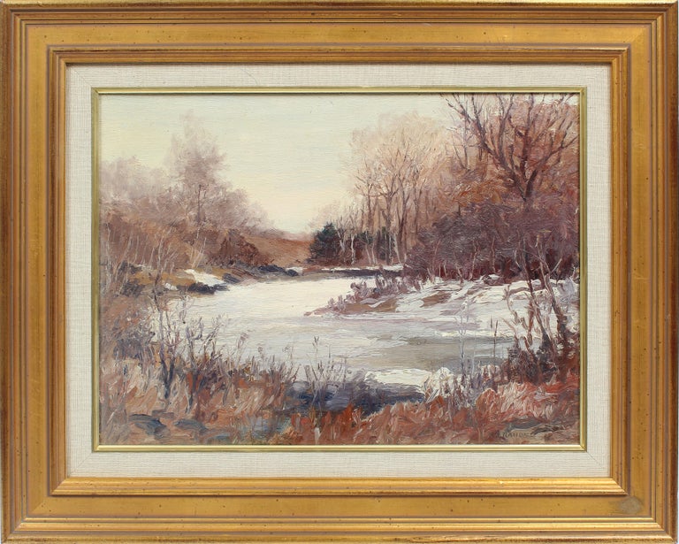 Asa Grant Randall - Antique American Maine Winter Impressionist River ...