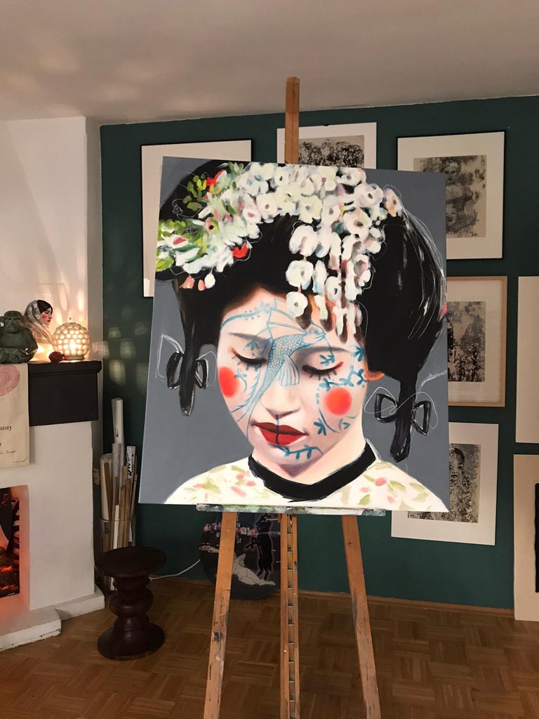 Tanja Hirschfeld - Flying Fish - Female Portrait, Figurative, Oil ...