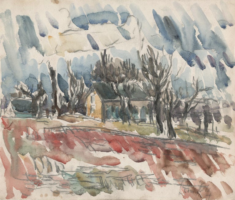 Leon Kelly - Landscape with buildings and trees For Sale at 1stDibs