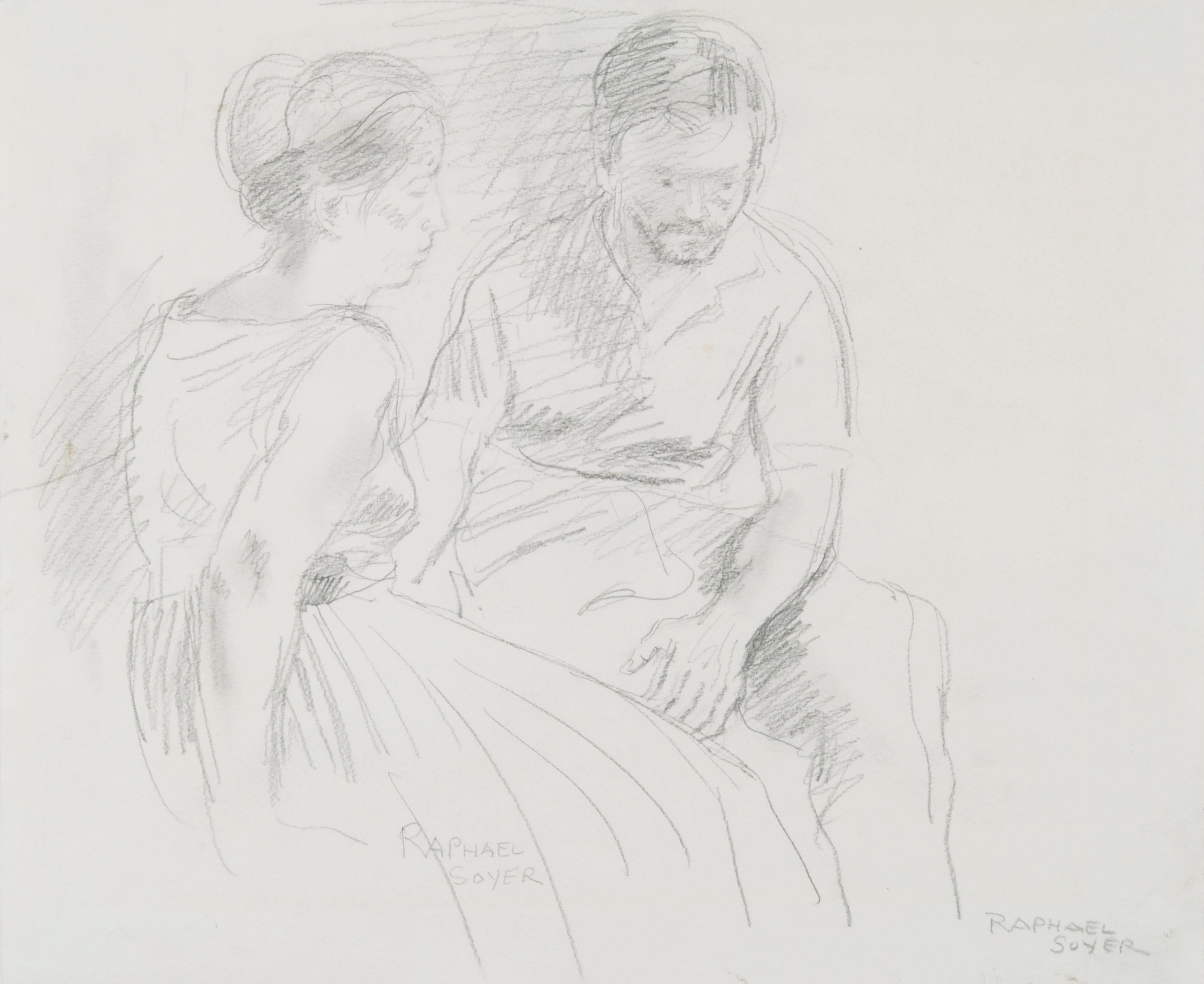 Raphael Soyer - Seated Couple For Sale at 1stDibs