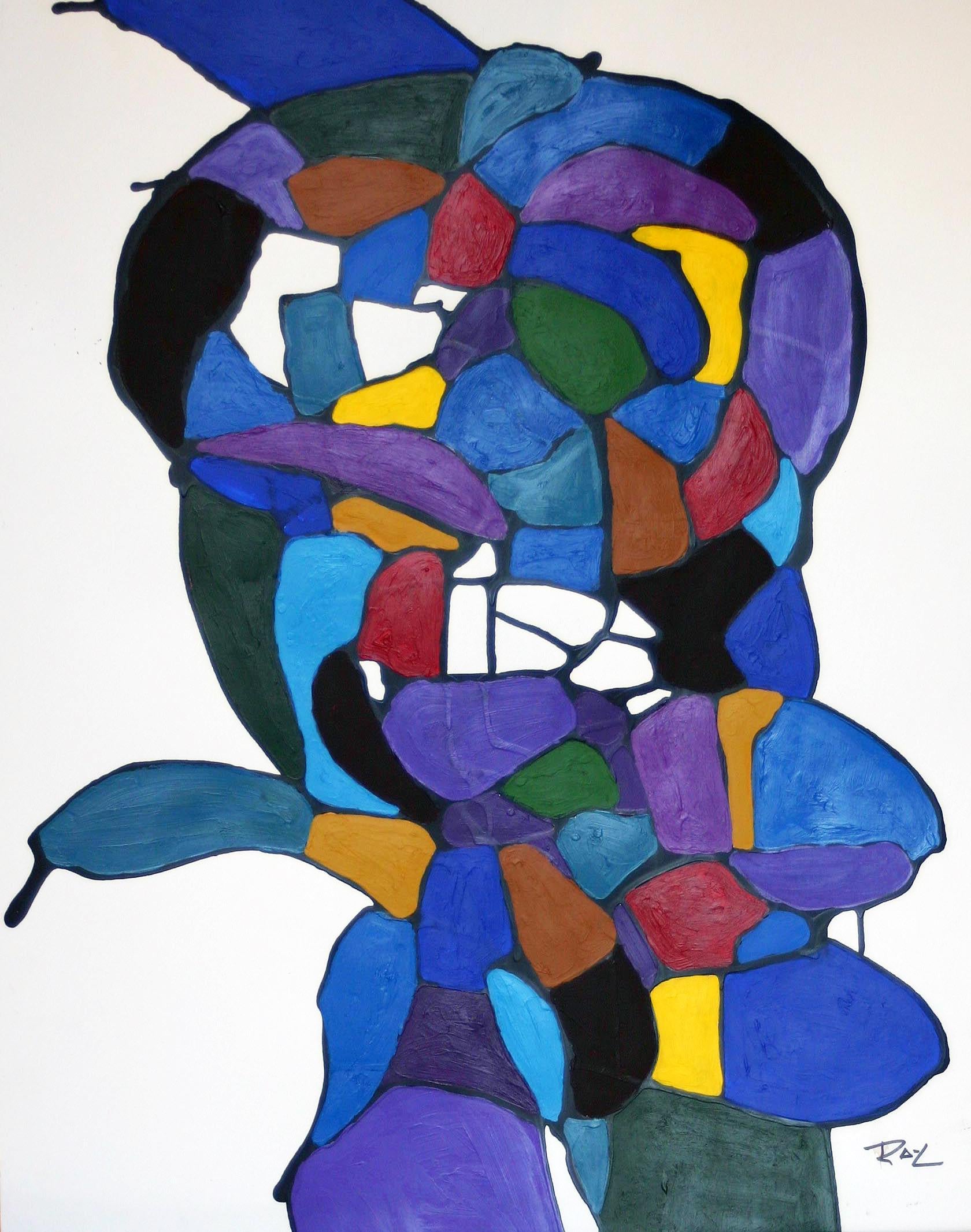 Ray Leight - Tidy Slapper, Figurative Abstraction, Acrylic on Paper ...