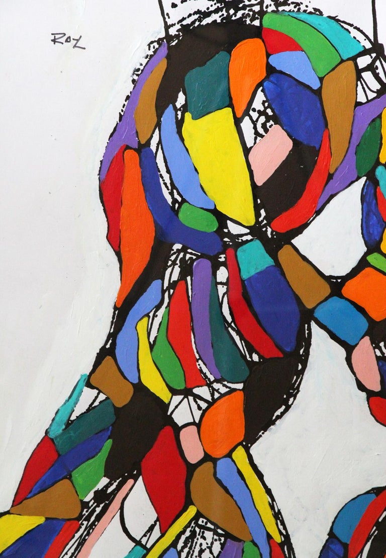 Ray Leight - The Kiss, Figurative Abstraction, Acrylic on Paper ...