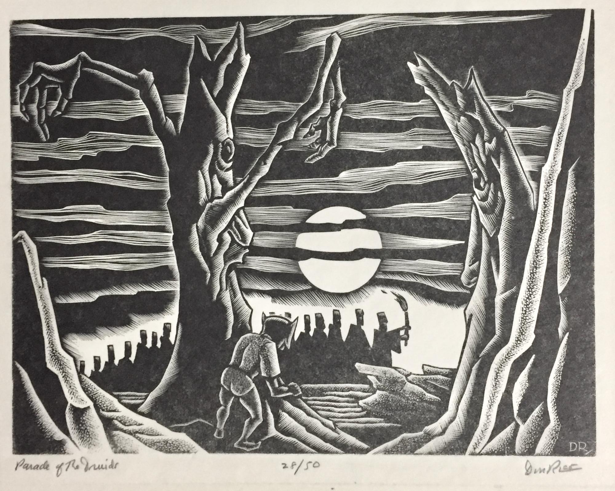 George Raab - "Forest Primeval," Linoleum Block Print signed by George ...