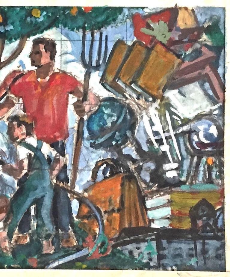 Samuel Greenburg - Rural Scene Mural Study For Sale at 1stDibs