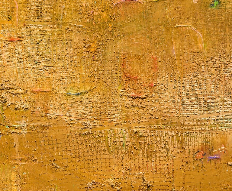 Dennis Alter - Treasure: contemporary abstract oil painting in gold ...