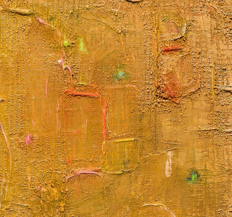 Dennis Alter - Treasure: contemporary abstract oil painting in gold ...