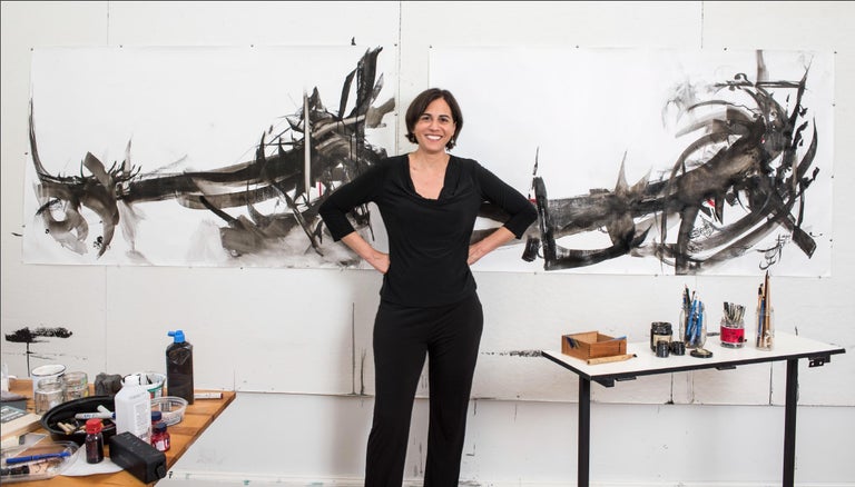 Nazanin Moghbeli - Morghe Sahar: abstract Islamic calligraphy ink ...