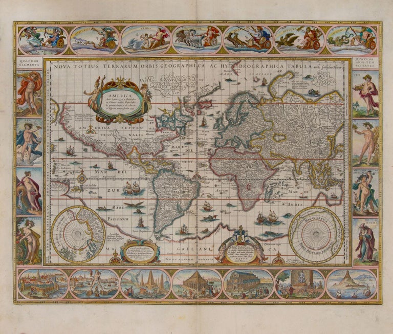 Joan (Johannes) Blaeu - Set of World and Four Continents For Sale at 1stDibs