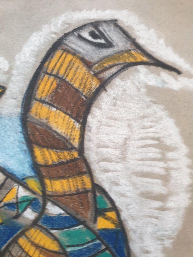 A Nuchy - Abstract Expressionist CoBrA Style Anthropomorphic Bird ...