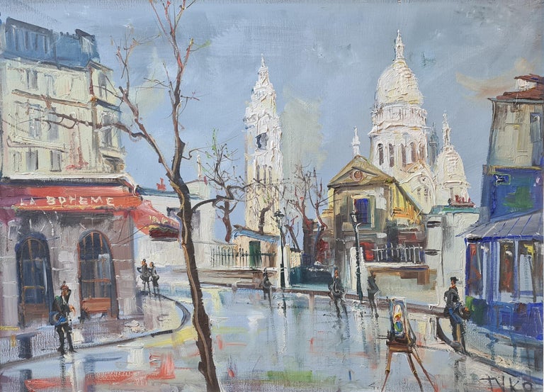 Gaston Tyko - Place du Tertre, Montmartre, Basilica de Sacre Coeur at ...