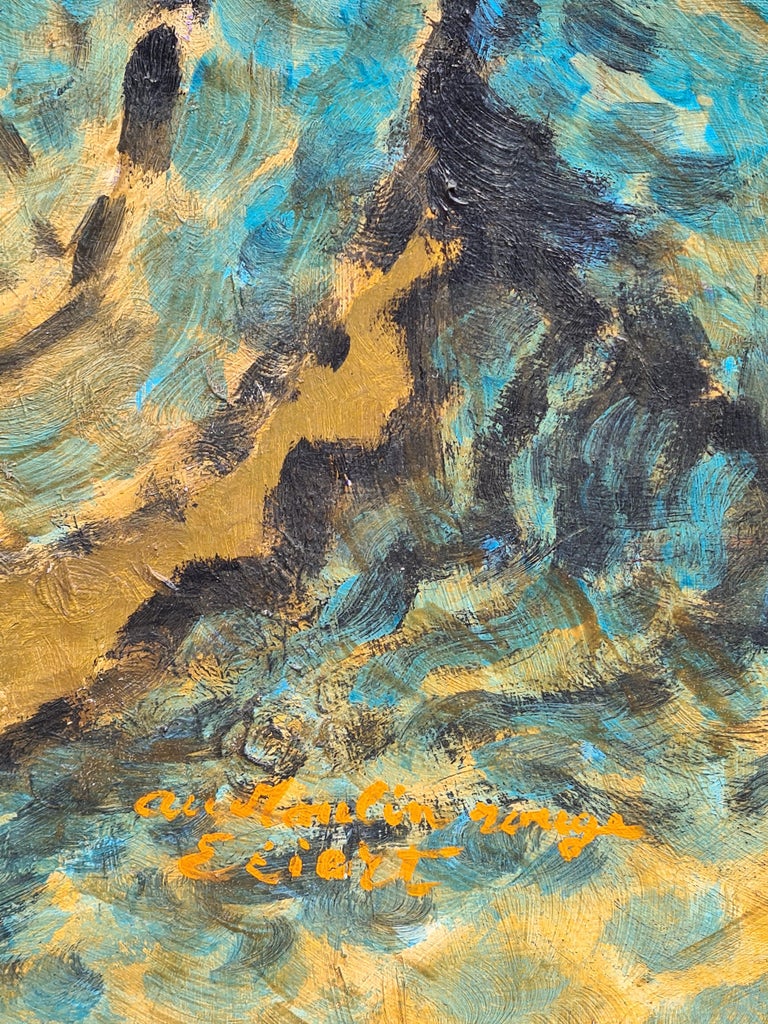 Jean Ekiert - Au Moulin Rouge, Pointillist Mid-Century Oil on Board. at ...