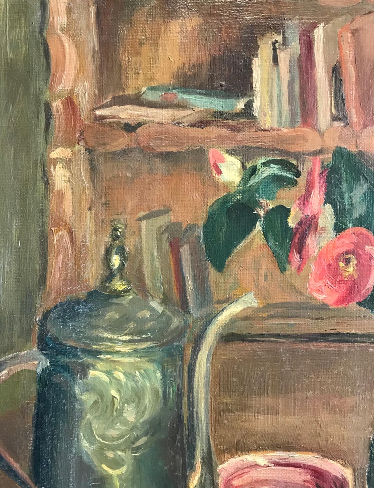 Eduardo Schlageter - Roses in pot and coffee maker For Sale at 1stDibs