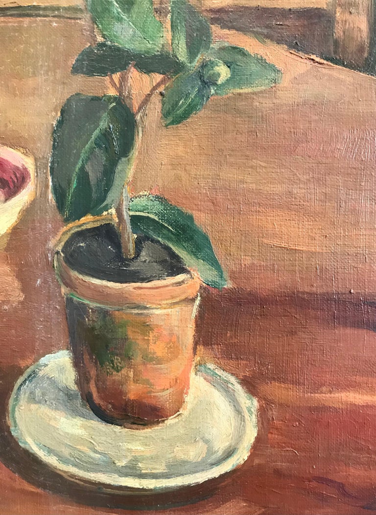 Eduardo Schlageter - Roses in pot and coffee maker For Sale at 1stDibs