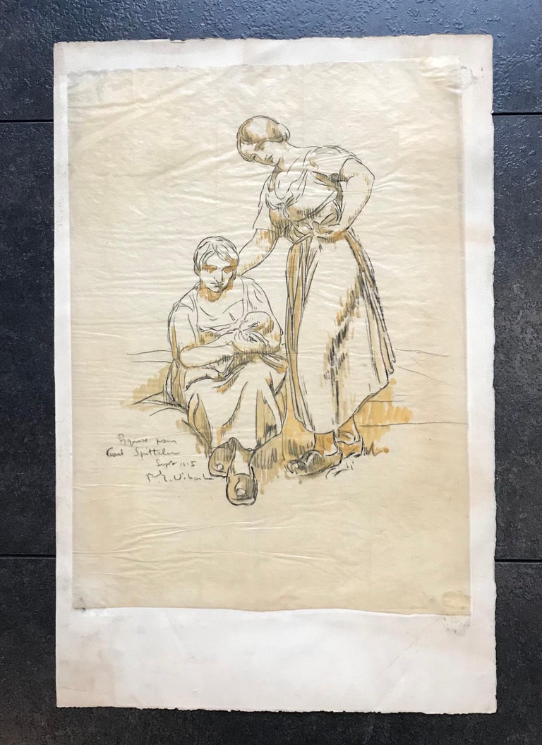 Pierre Eugène Vibert - Sketch of women and infant For Sale at 1stDibs