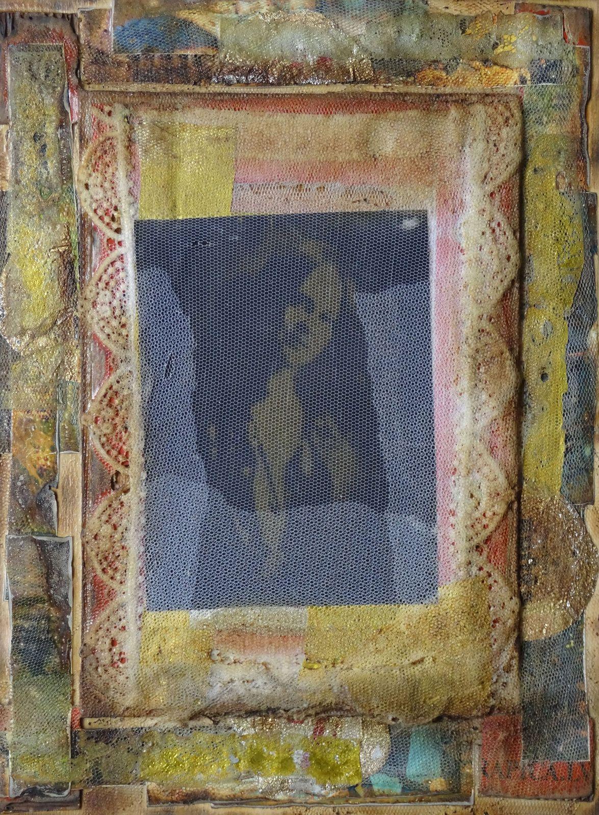 Hugh Wiley - Mixed Media Sculptural Painting in Pale Pink and Cement ...