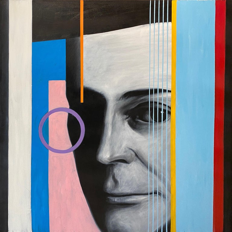George Oswalt - 'Facebook, ' Male Portrait within Geometric Frame by ...