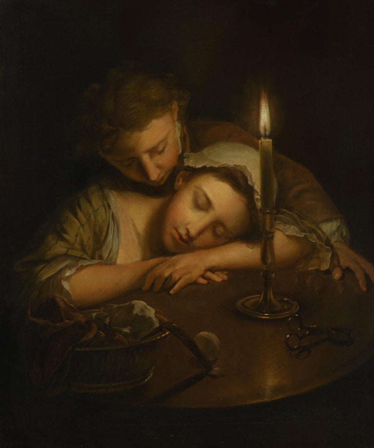 Philippe Mercier - Lovers By Candlelight by Philippe Mercier, Oil on ...