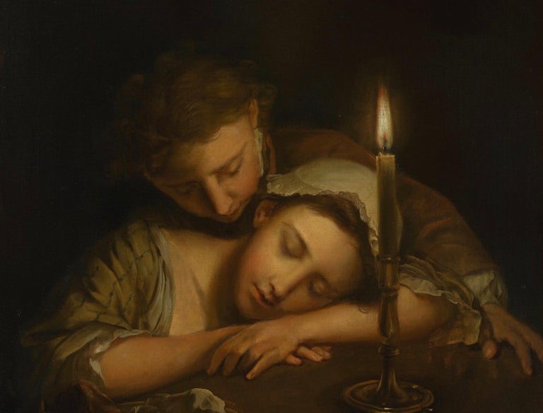 Philippe Mercier - Lovers By Candlelight by Philippe Mercier, Oil on ...