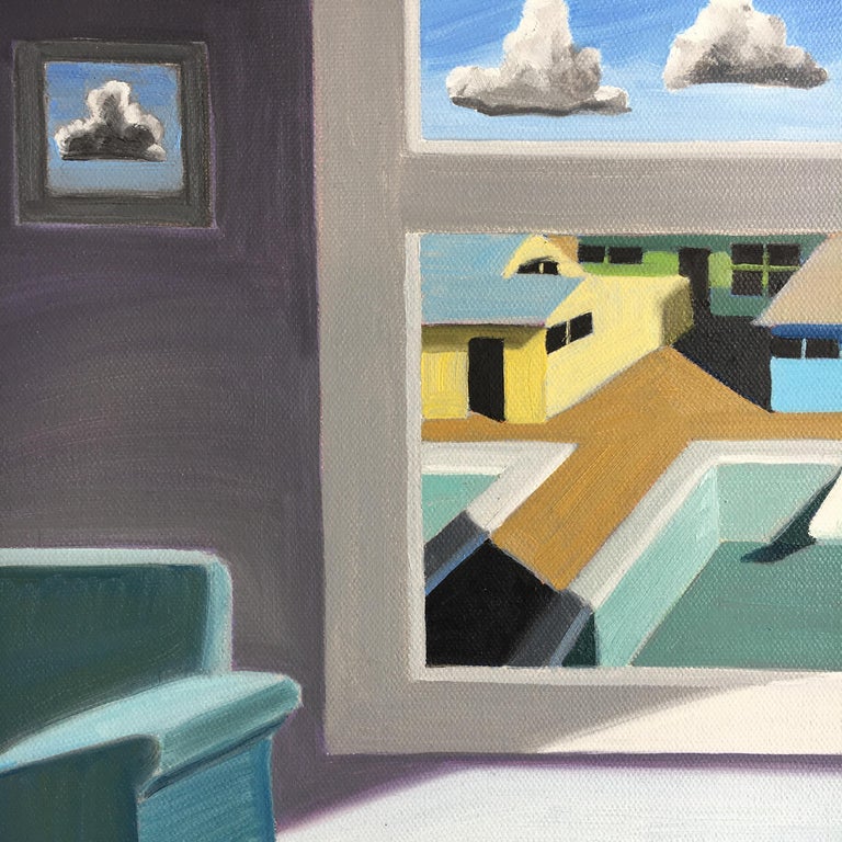 R. Michael Wommack - Painting of Mid-Century Room with View of Pool ...