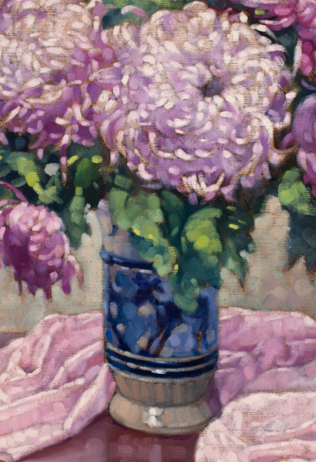 Paul Terpereau - [Vase Aux Chrysanthèmes Violets] Large Floralscape ...