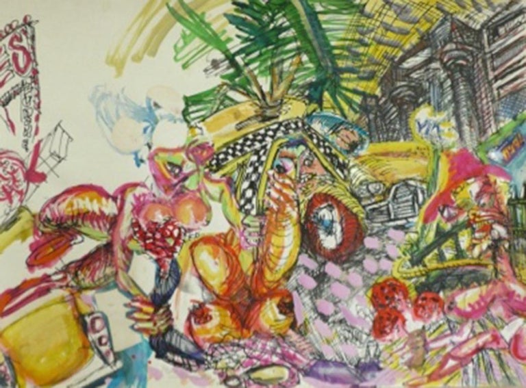 Ushio Shinohara - « Sans titre », technique mixte sur papier - dessin ...