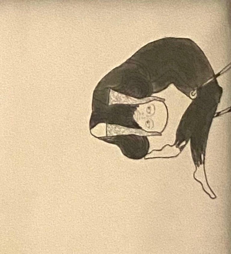 Amita Bhatt – „Untitled“, Öl auf Papier, figürliche Zeichnung ...