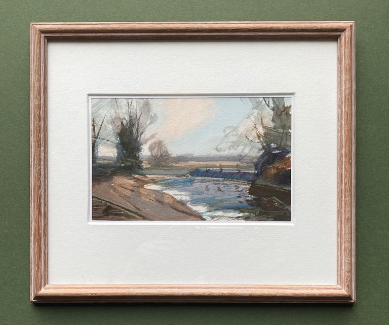 John Newberry - English watercolour, A bend in the river, Oxfordshire ...
