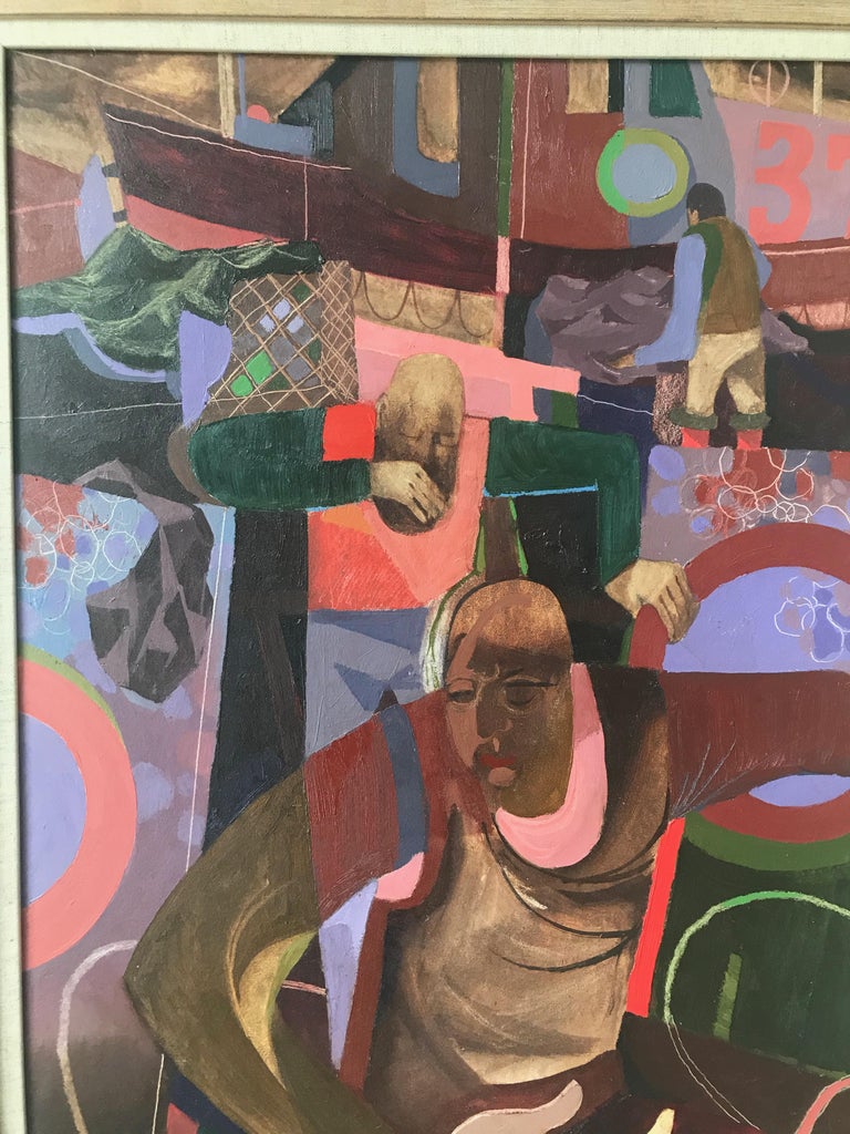 George Large - George Large, peinture cubiste à l'huile représentant ...