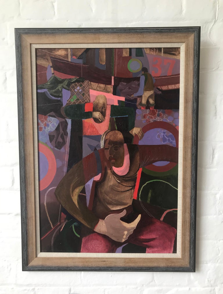 George Large - George Large, peinture cubiste à l'huile représentant ...