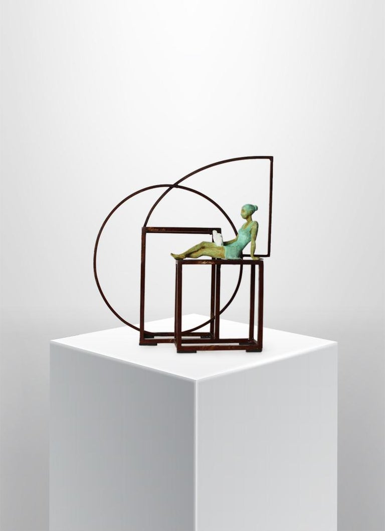 Joan Artigas Planas - "Prose" contemporary bronze mural sculpture figurative girl reading book ...