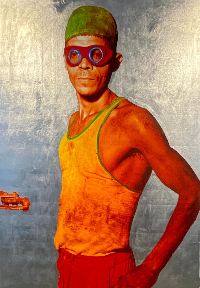 Carlos Mercado - Iluminado, ca. 2020 Mixed media on canvas , metal leaf ...