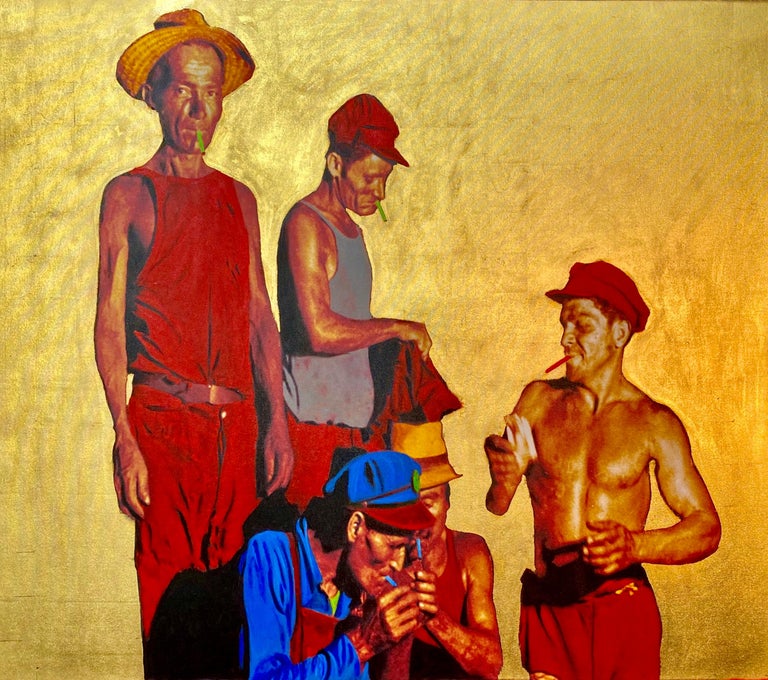 Carlos Mercado - Fumando Esperan, ca. 2020 Techniques mixtes sur toile ...