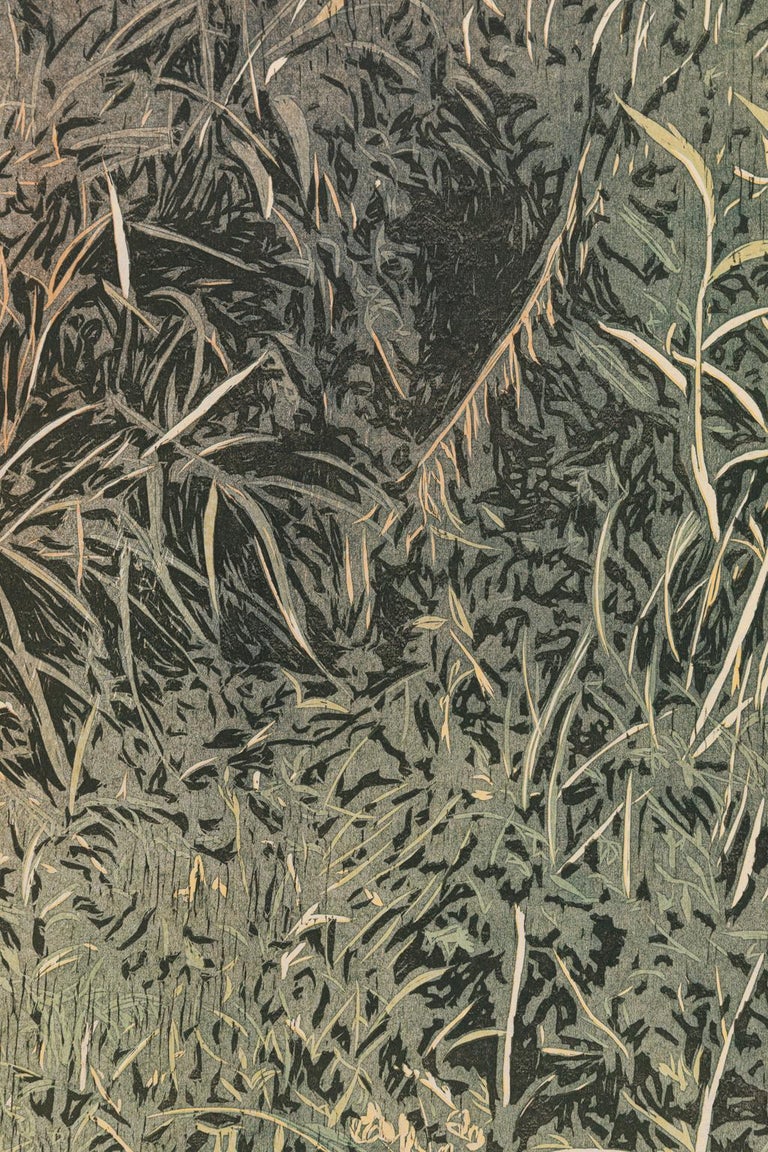 Hannah Skoonberg - Running Grass - Linocut Print of Overgrown Grass in ...