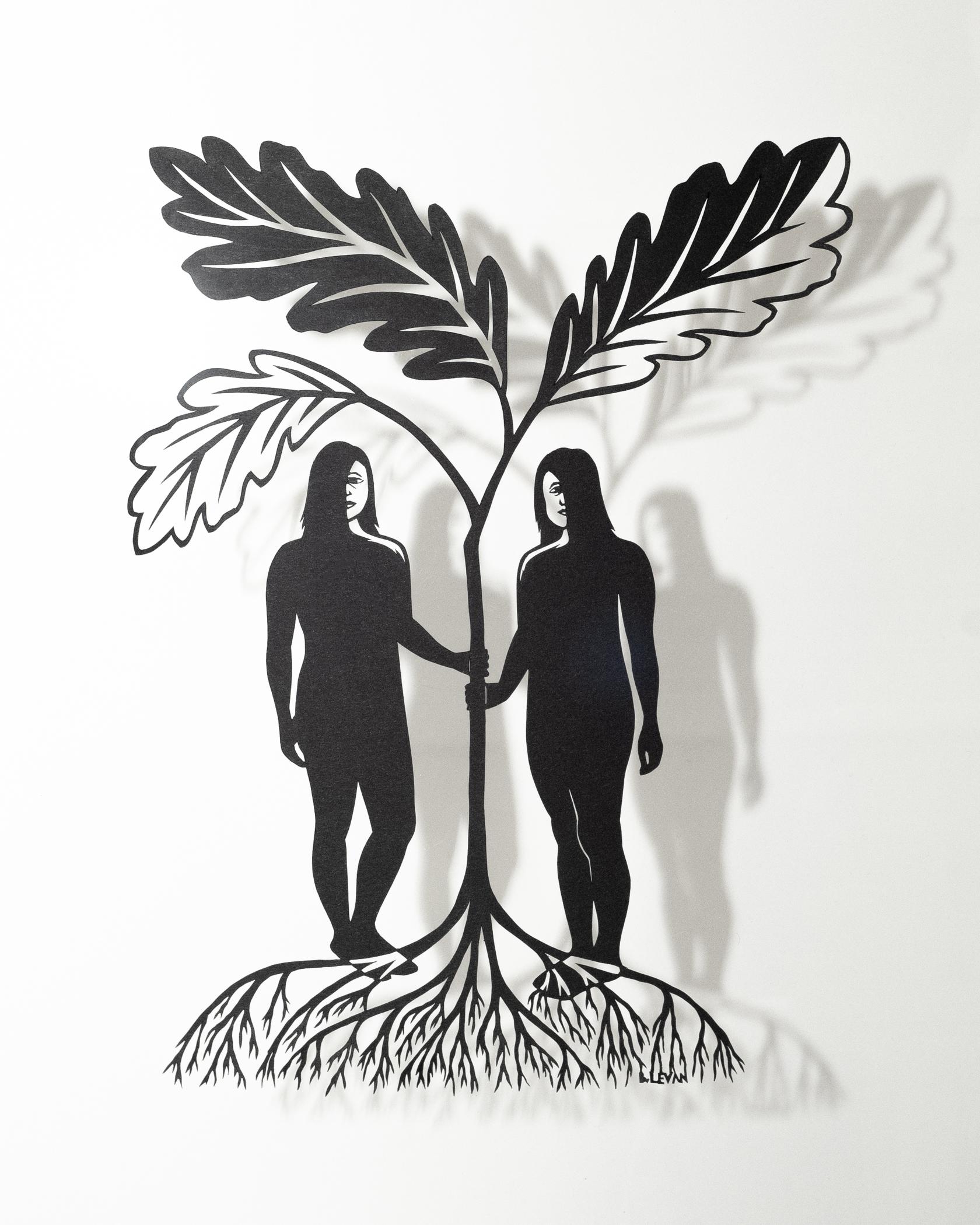 Bianca Levan - In Search Of - Paper-cut Figures Holding Leaf For Sale ...