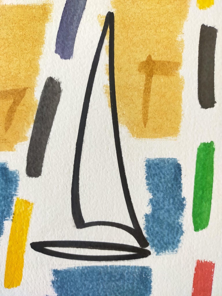 Bertrand de Vismes - figurative drawing "Felouques in Assouan" water ...