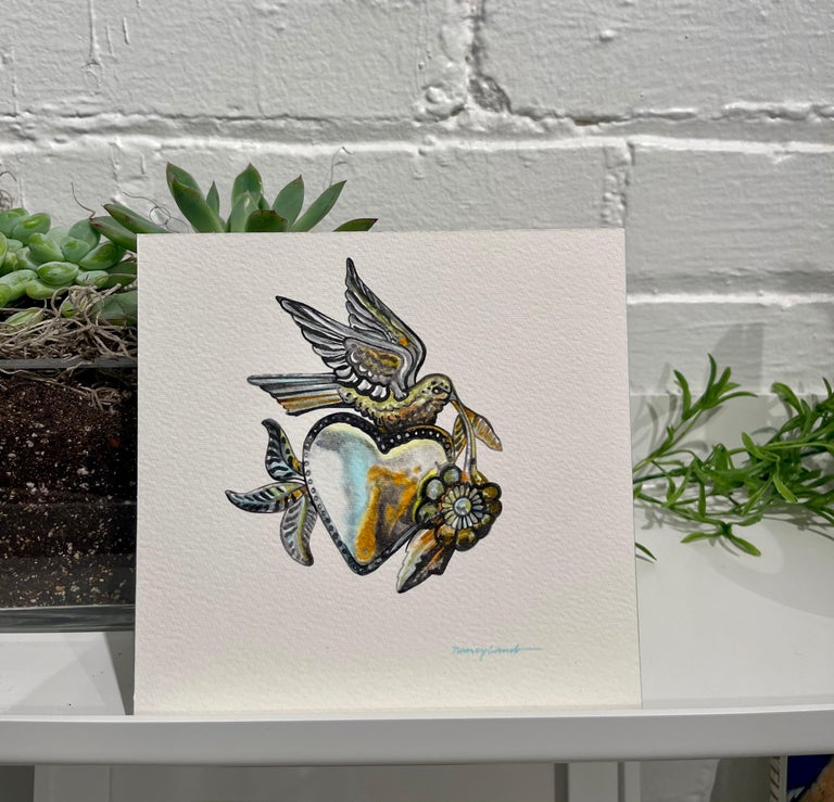 Nancy Lamb - Small Contemporary Watercolor Bird on Paper by Texas ...