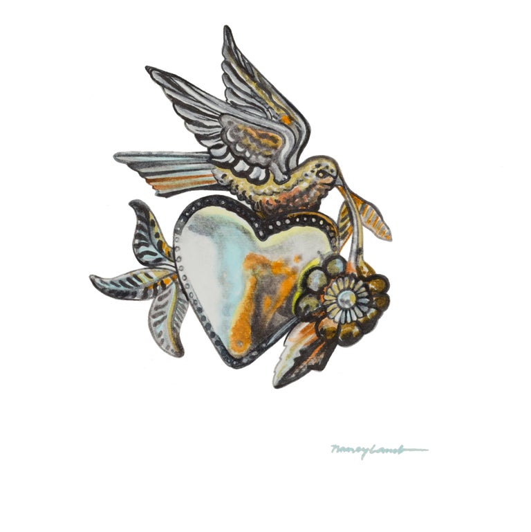 Nancy Lamb - Small Contemporary Watercolor Bird on Paper by Texas ...