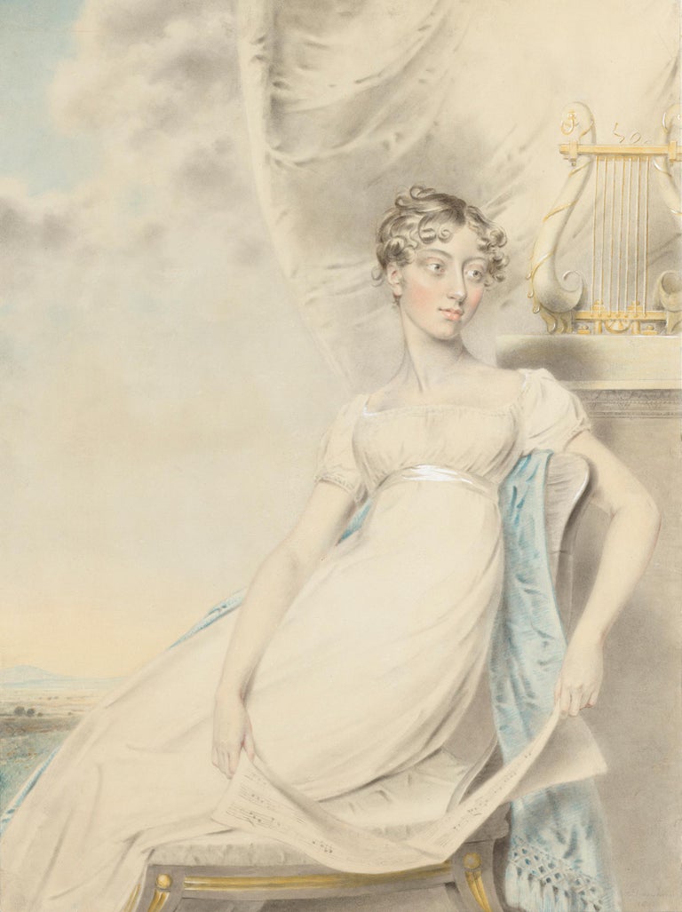 John Downman - Regency portrait drawing of Lady Nugent For Sale at 1stDibs