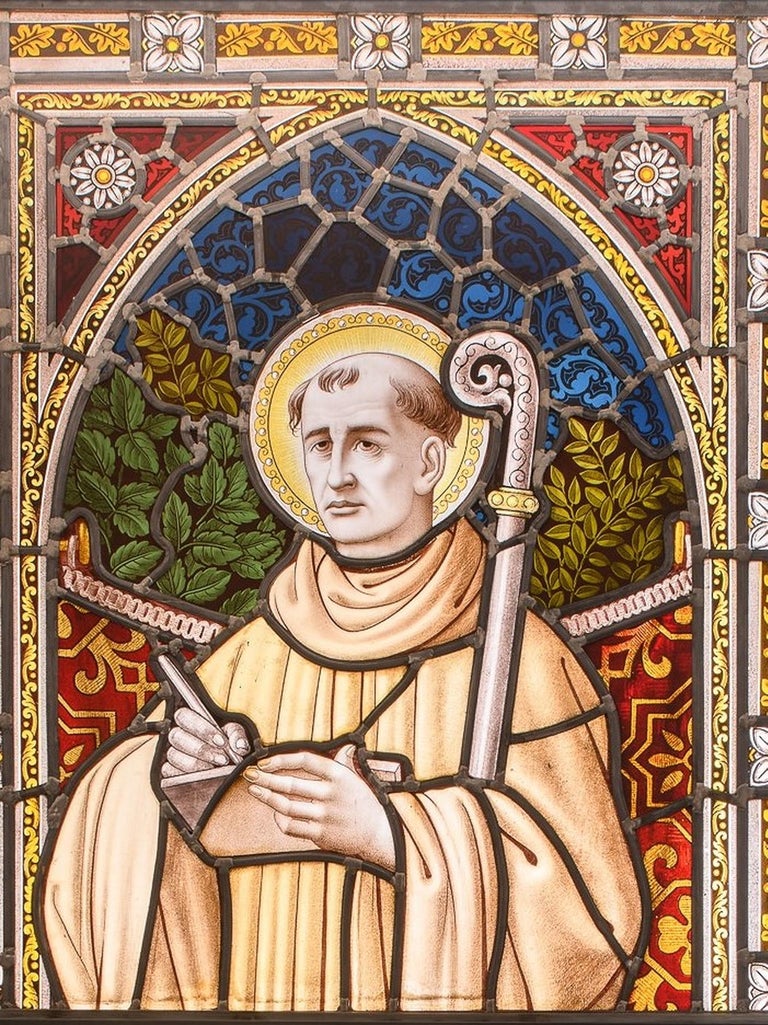 Unknown - Neo-Gothic Stained Glass Window with Charles Borromeo For ...