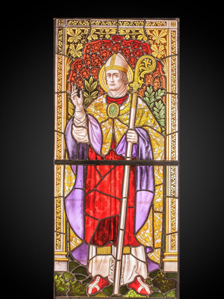 Unknown - Neo-Gothic Stained-Glass Window with probably Saint Nicholas ...
