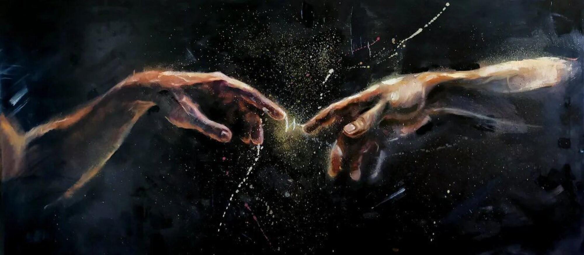 Ellina Zhanu - The creation of Adam, 67x150cm For Sale at 1stDibs