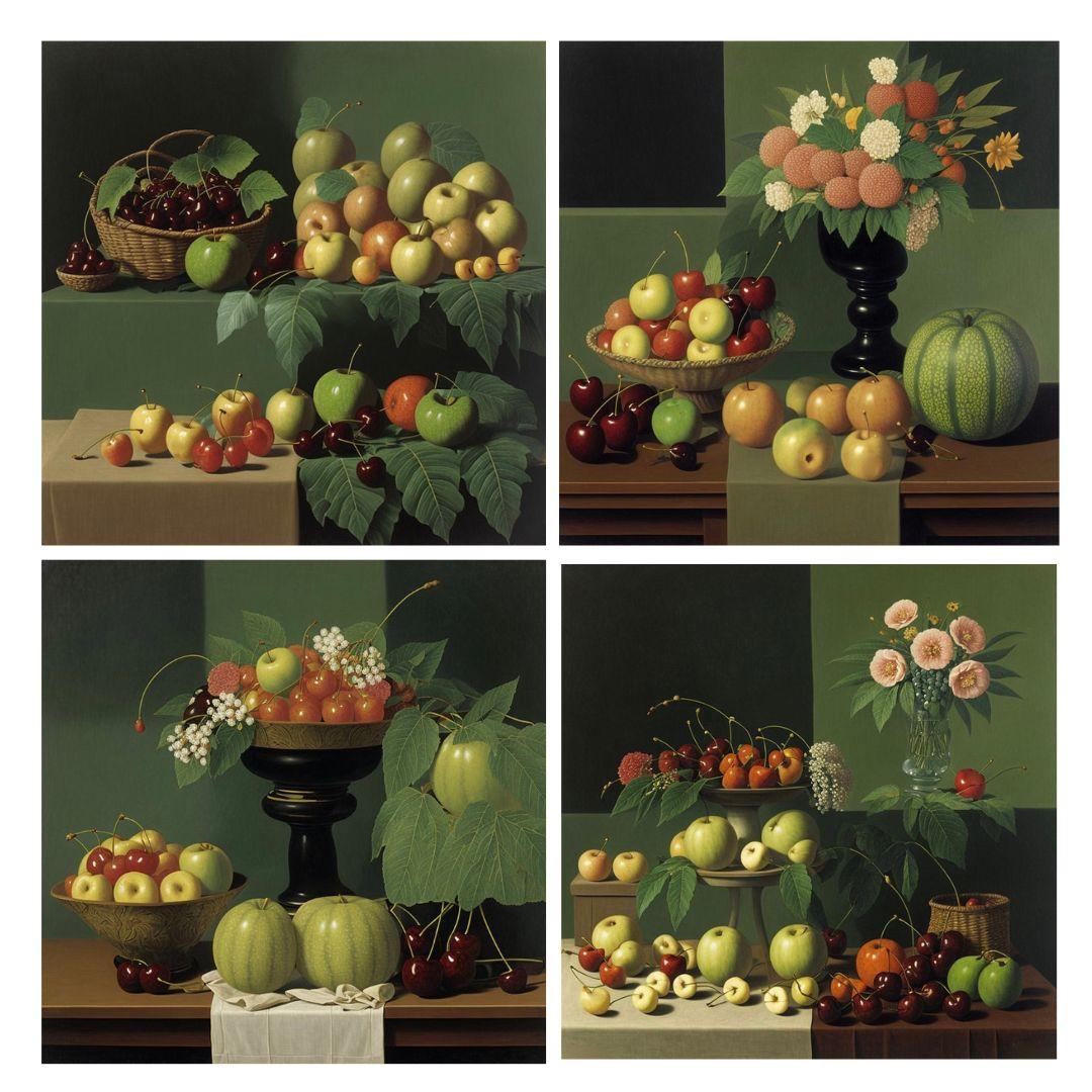 Nina Tsoriti - Quadriptych «Still life with flowers», 120х120cm, print ...