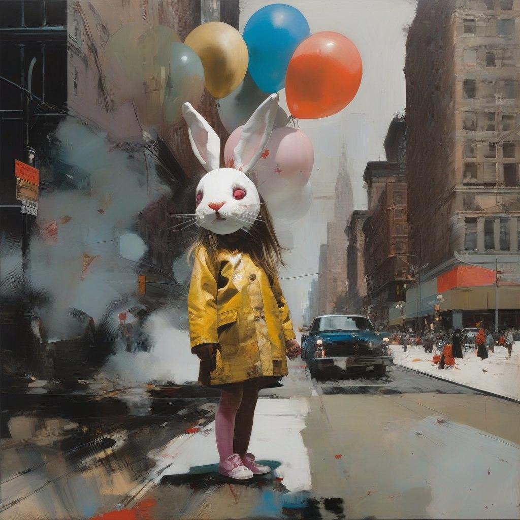 Peter Simakov - Not a cute bunny, 100x100cm, print on canvas For Sale at 1stDibs