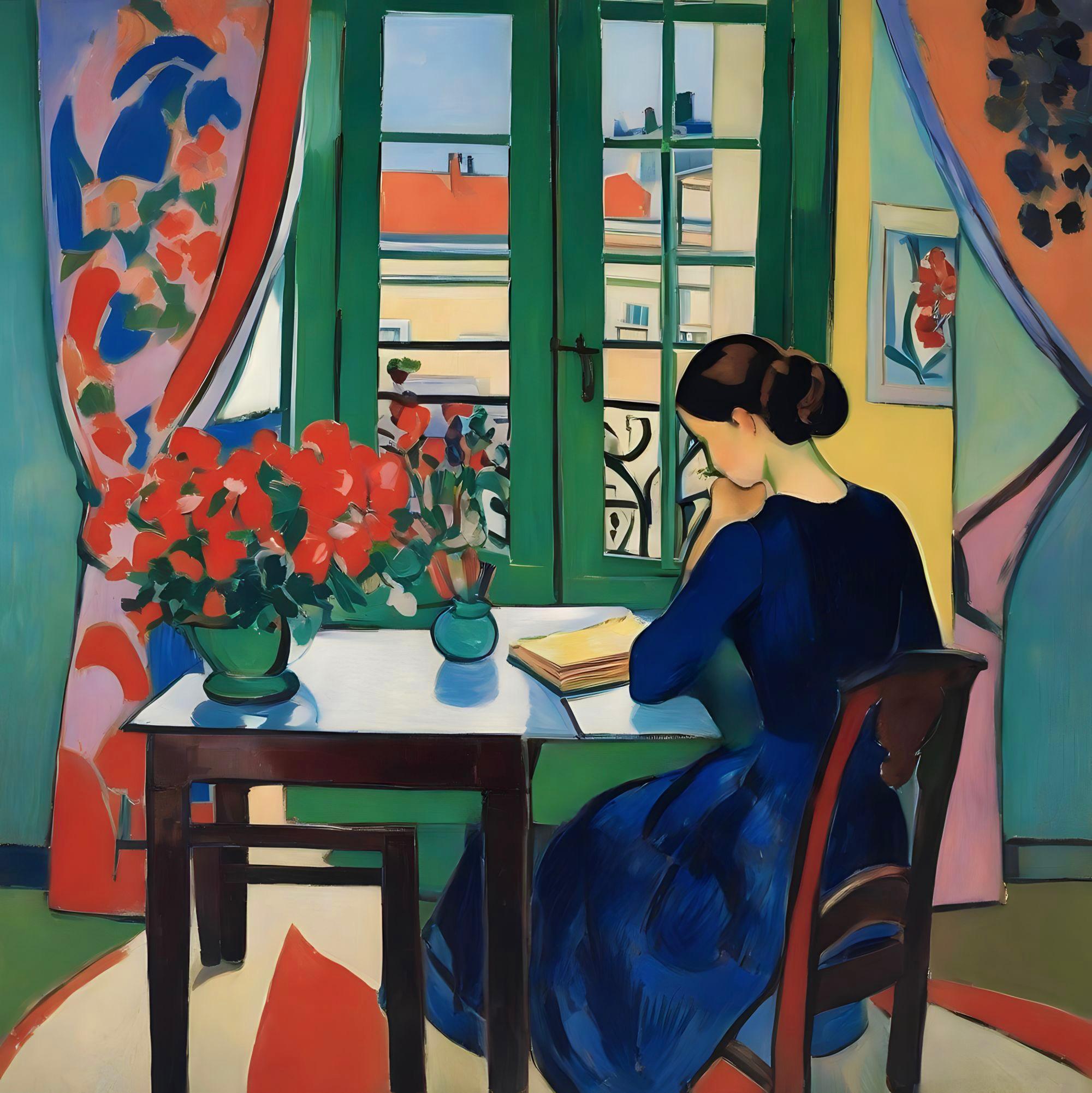 Nina Tsoriti - Near the window , 70x70cm, print on canvas For Sale at ...