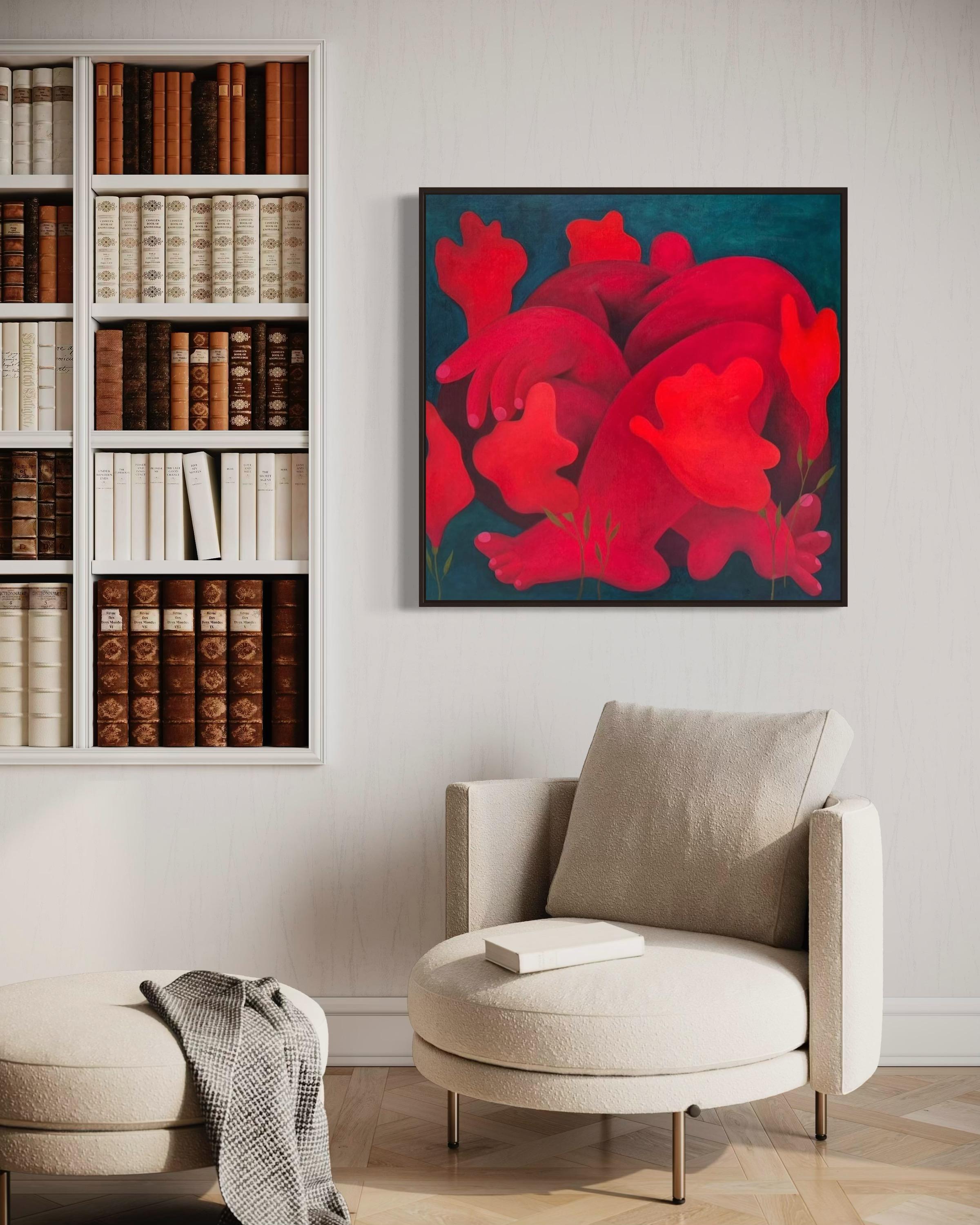 Tasya Vasilkova - In flowers, 89x80cm, oil on canvas For Sale at 1stDibs