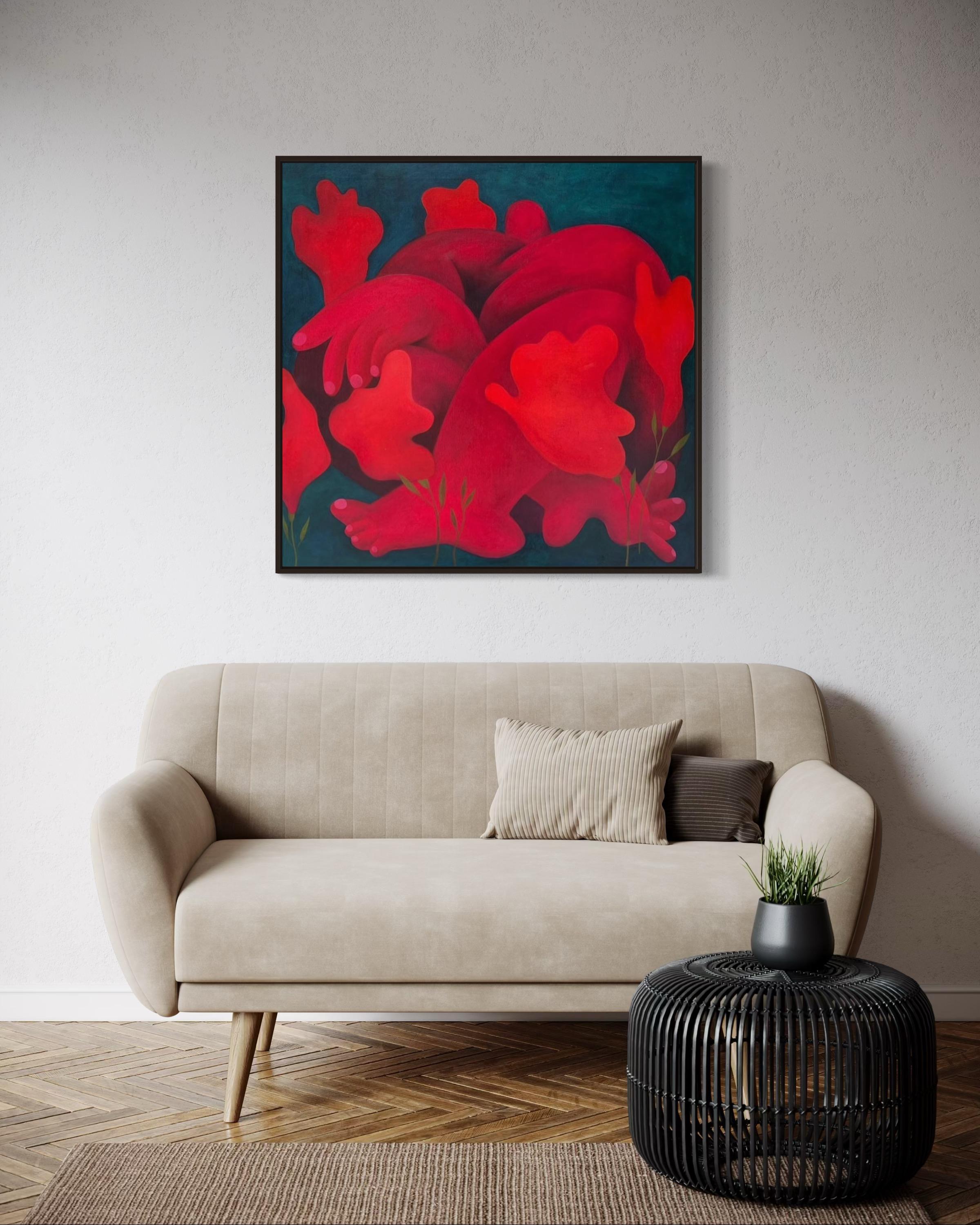 Tasya Vasilkova - In flowers, 89x80cm, oil on canvas For Sale at 1stDibs