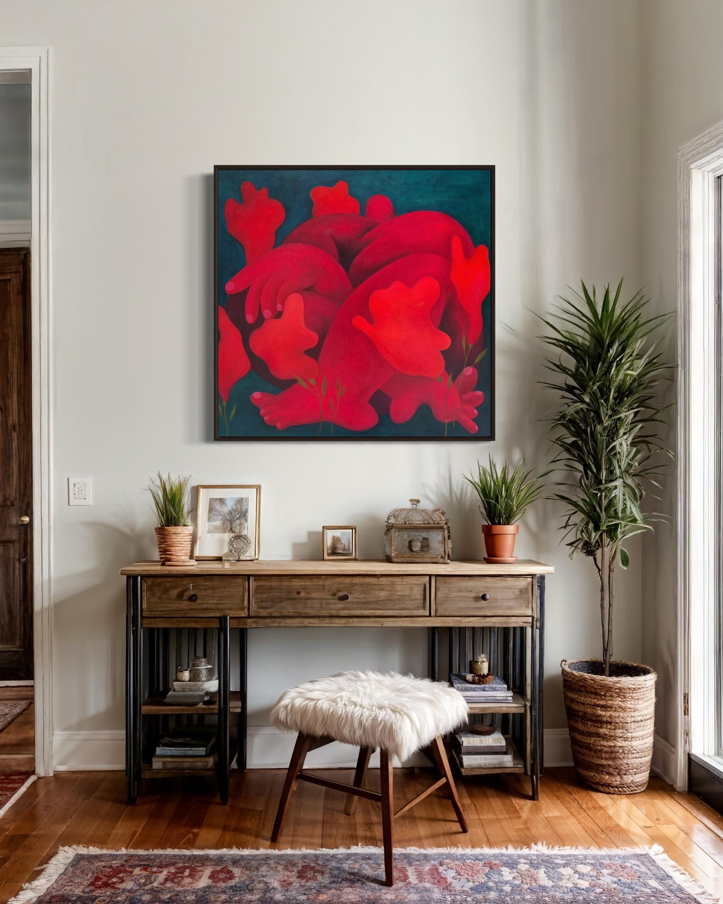 Tasya Vasilkova - In flowers, 89x80cm, oil on canvas For Sale at 1stDibs