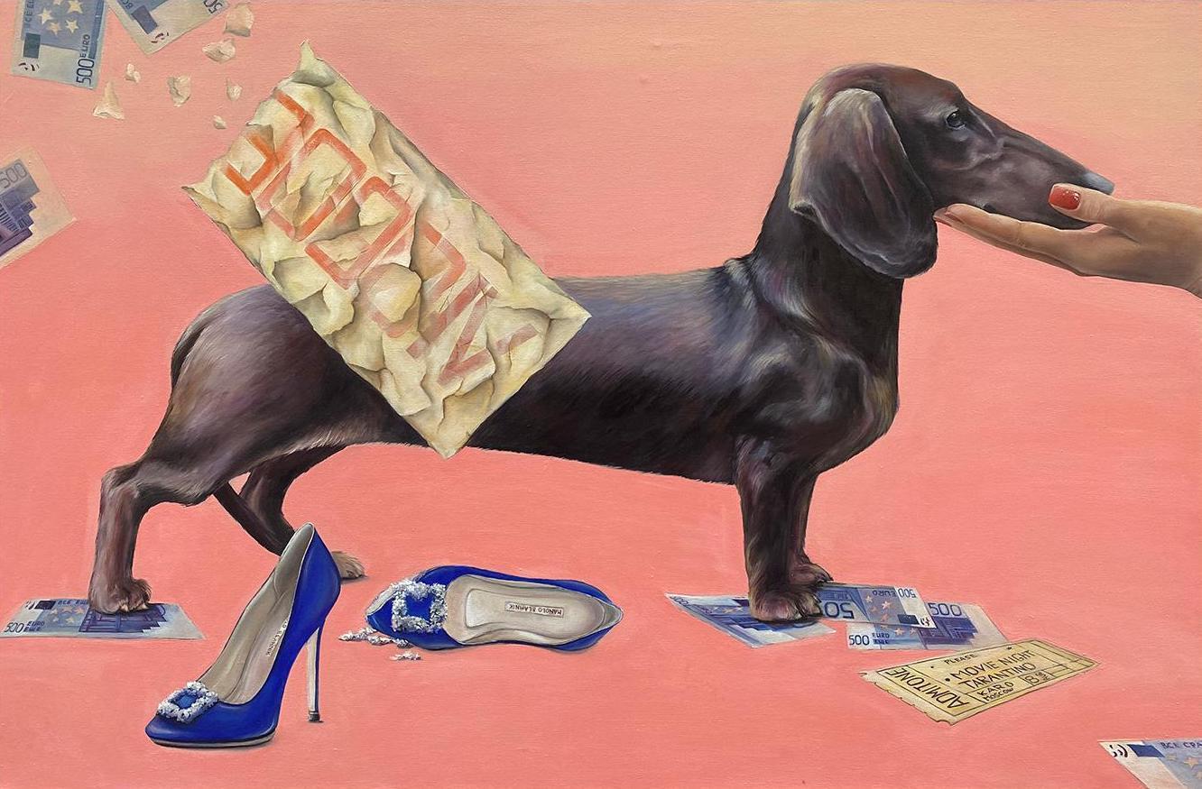 Edgar Jene - Large Surrealist painting 1956 LES DEUX CHEVAUX (THE TWO ...