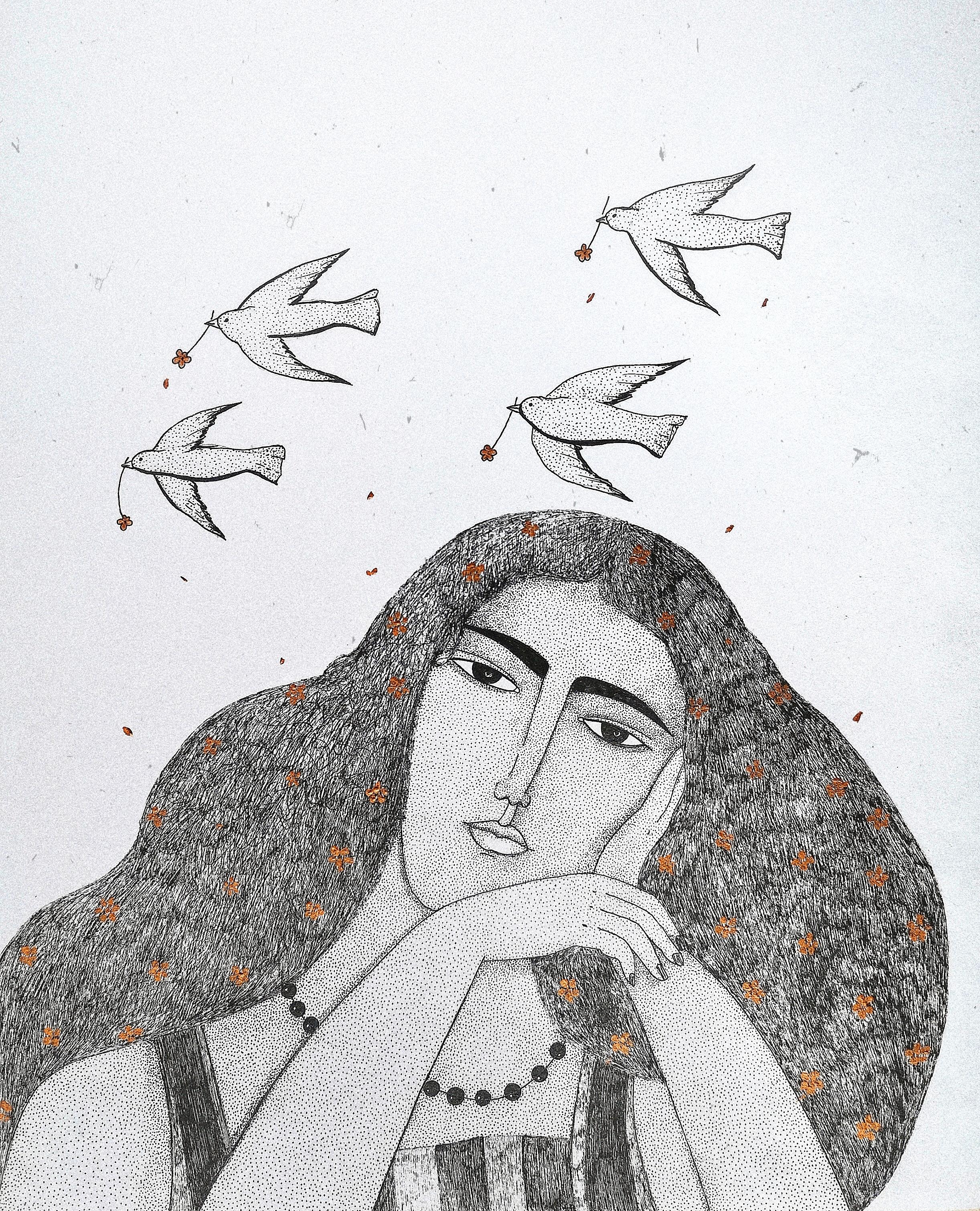 Frances Berry - "ONLY BORING PEOPLE GET BORED"- Acrylic and Ink on ...