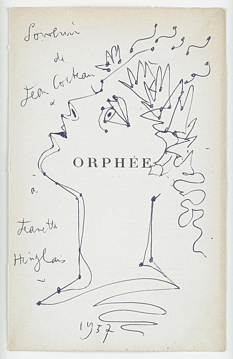 Jean Cocteau - original drawing "ORPHEE " . " profile of Orpheus with ...